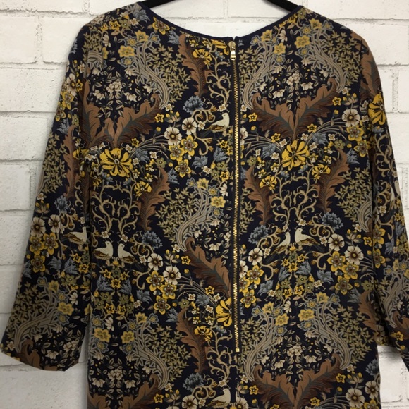 Club Monaco | Dresses | Club Monaco Silk Shirt Dress Blue Flowers Birds ...